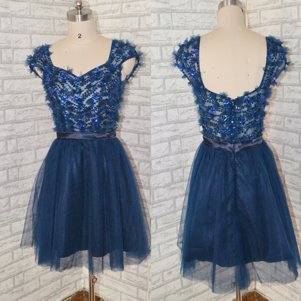 Sweetheart Short Navy Blue Prom Dress Lovely Prom Dress,short Prom ...