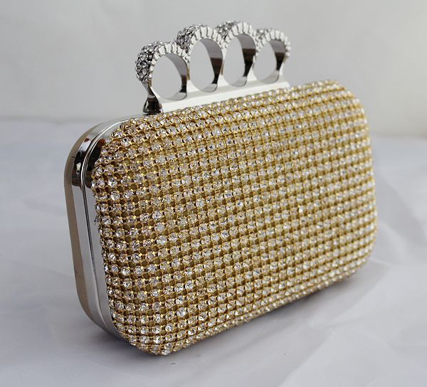 Silver Gold Black Crystal Diamante Effect Evening Clutch Wedding Party ...