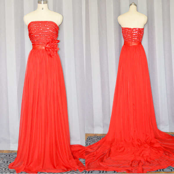 Red Prom Dress,fashion Sleeveless Long Formal Chiffon Prom Dress 2015 ...