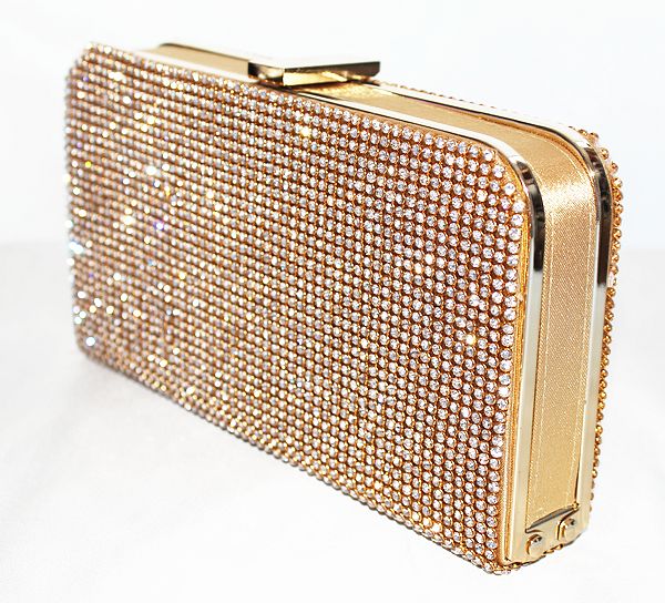 Silver Gold Black Crystal Diamante Effect Evening Clutch Wedding Party ...